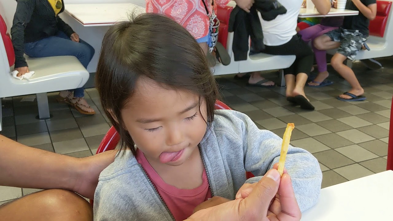 Sleepy Maddy eating french fries? - YouTube