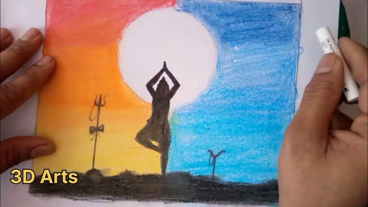 How To Draw Lord shiva/Mahadev Drawing with Oil Pastel/Shiv Ji Ki ...