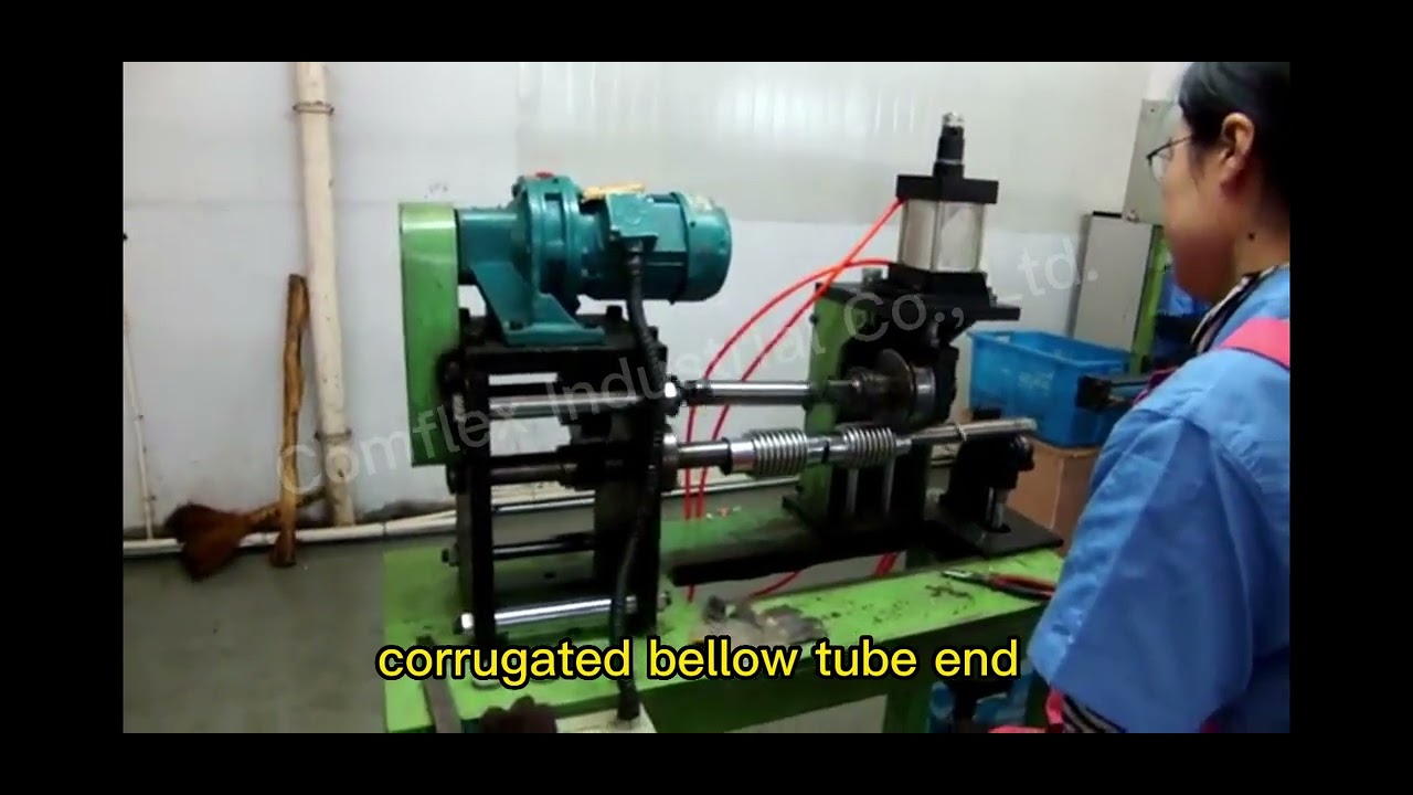 corrugated bellow tube end cutting machine for exhaust pipe - YouTube