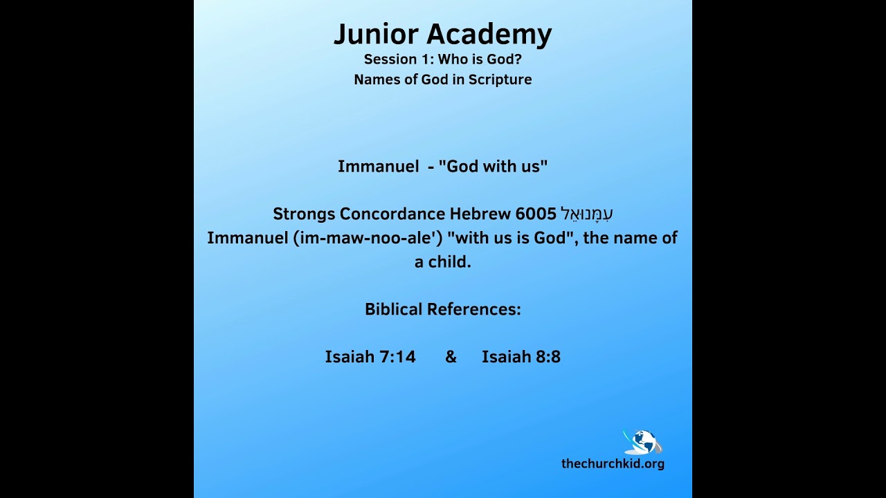 JR S1: Immanuel God With Us | Names of God - YouTube