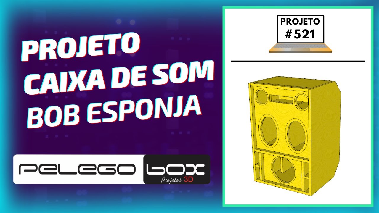 #521 CAIXA DE SOM BOB ESPONJA 3 VIAS 1 X 8" FB AUDIO FBSW 850W PROJETO PELEGO BOX FEITO DO ZERO ...
