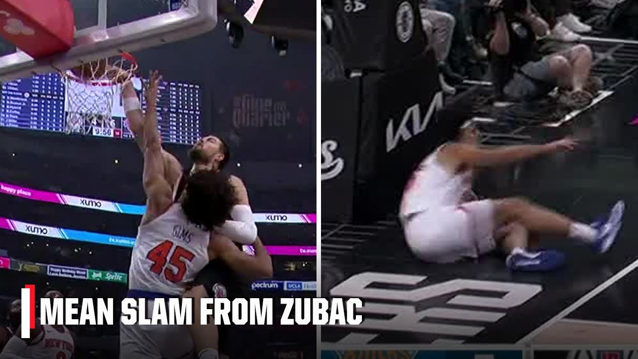 MEAN SLAM FROM ZUBAC 😱 Puts Jericho Sims on a POSTER 😤 | NBA on ESPN ...