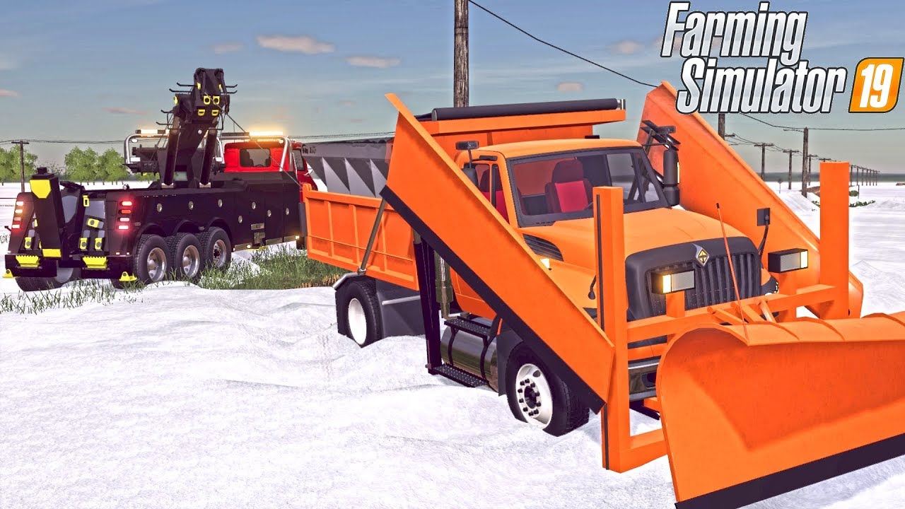50 TON WRECKER RESCUE | DOT SNOWPLOW STUCK | FARMING SIMULATOR 2019 ...
