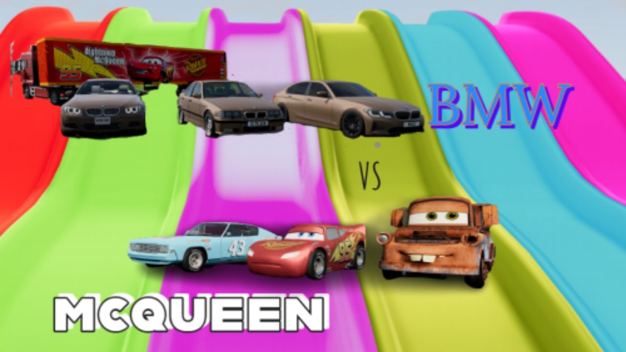 FLATBED TRAILER TRANSPORT PIXAR CARS RACING BMW -Beamng.Drive -MCQUEEN ...