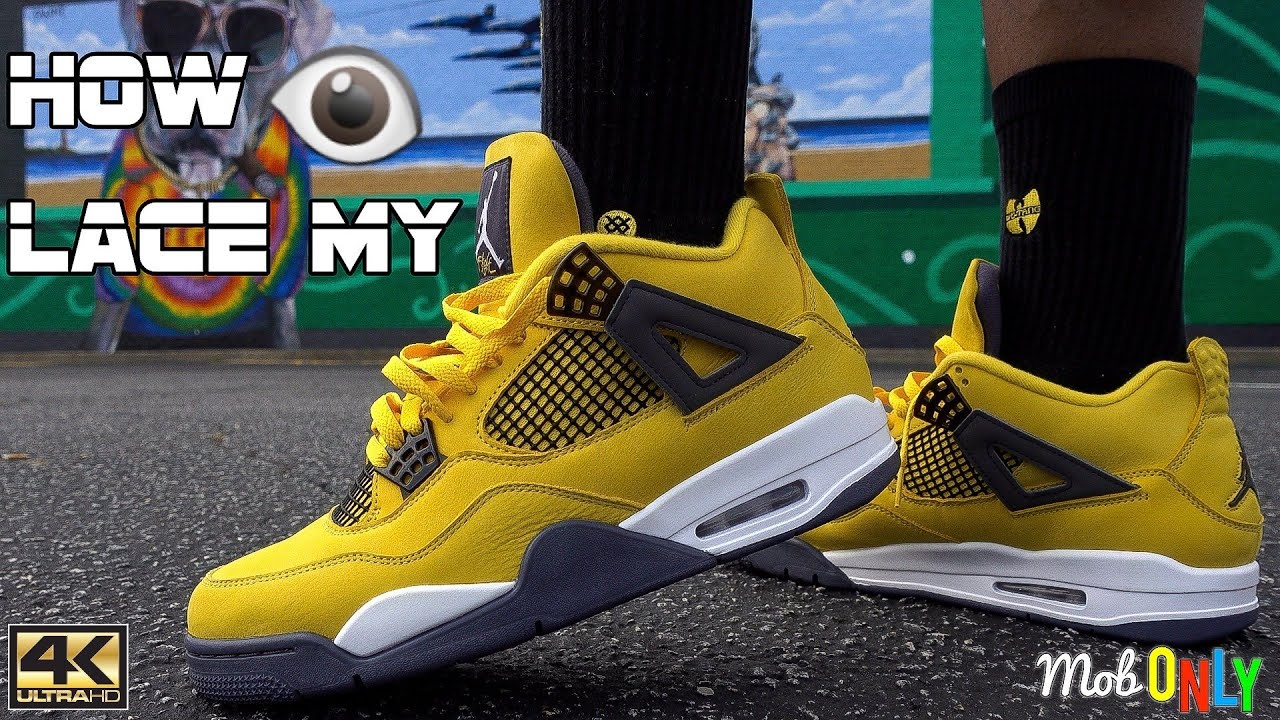 HOW I LACE/KEEP MY 2021 AIR JORDAN 4 LIGHTNING CREASE FREE in 4k - YouTube