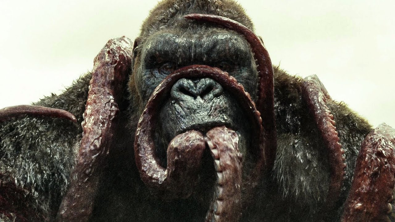 Kong Eats A Octopus Monster (Giant Squid) - Fight Scene - Kong: Skull ...