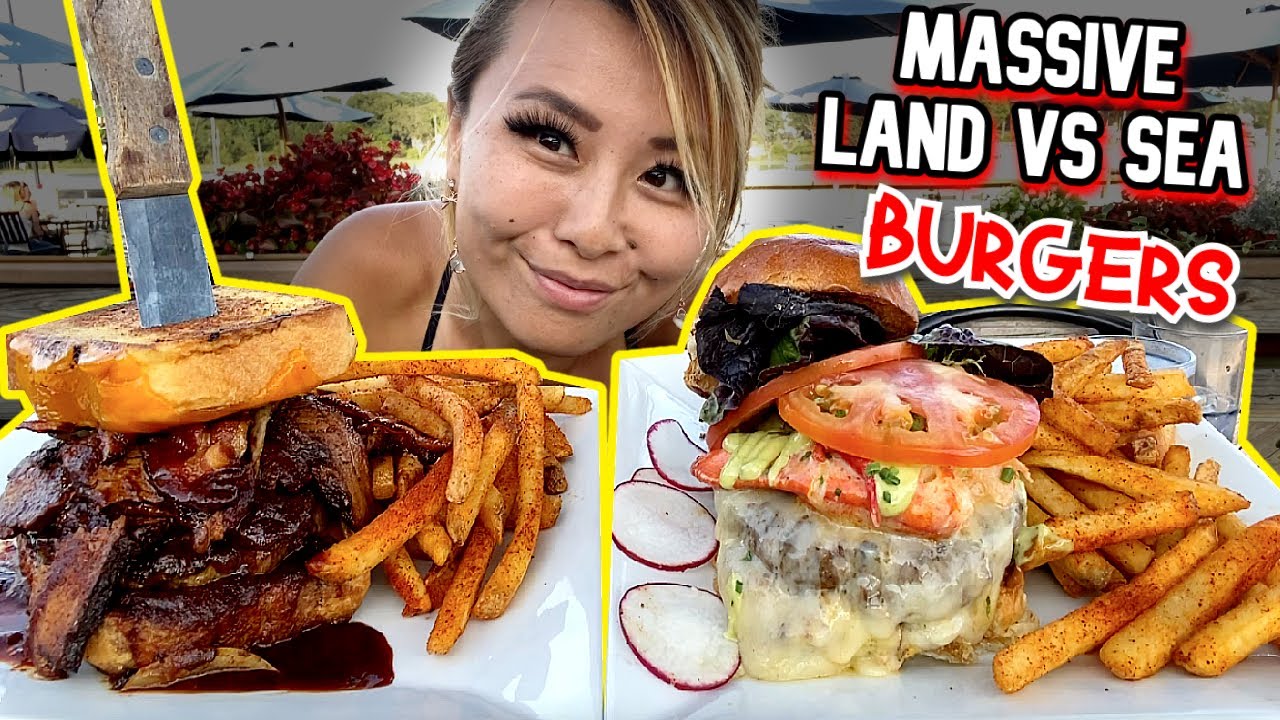 MASSIVE LAND AND SEA BURGERS at Joey C's Boathouse in Stratford, CT!! # ...