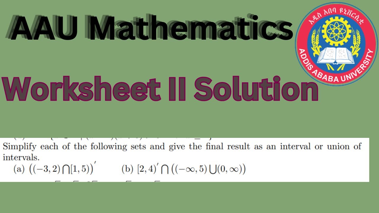 Addis Ababa University Freshman Social Mathematic Work Sheet II ...