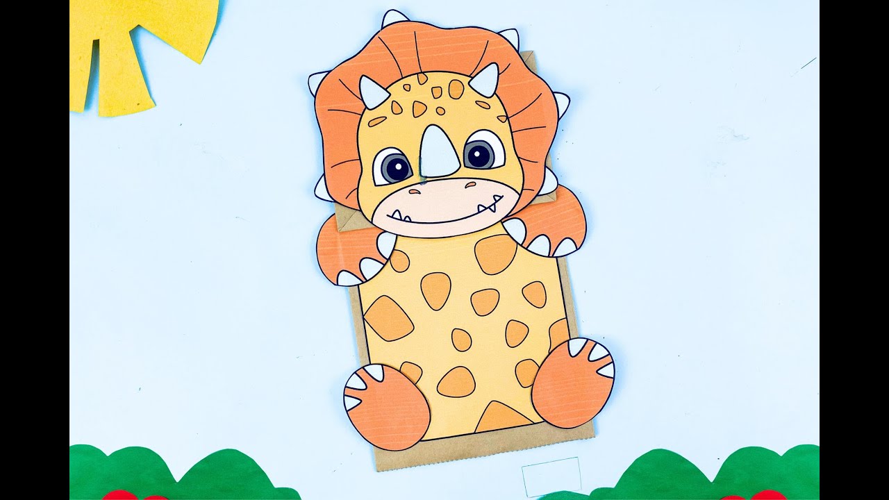 Dinosaur Paper Bag Puppet Craft - YouTube