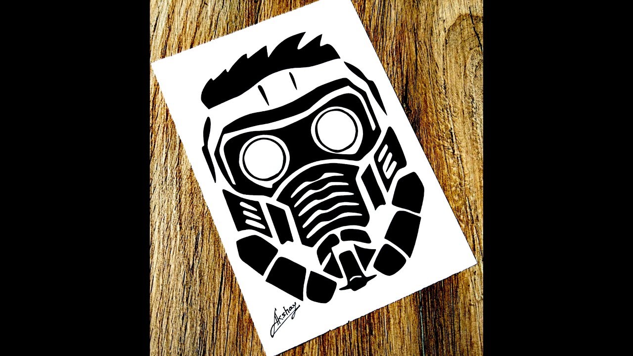 Star Lord Logo Drawing - How To Draw Star Lord Mask - Marvel - YouTube