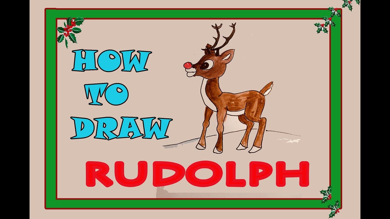 How to draw Rudolph the red nose reindeer.easy step by step tutorial ...