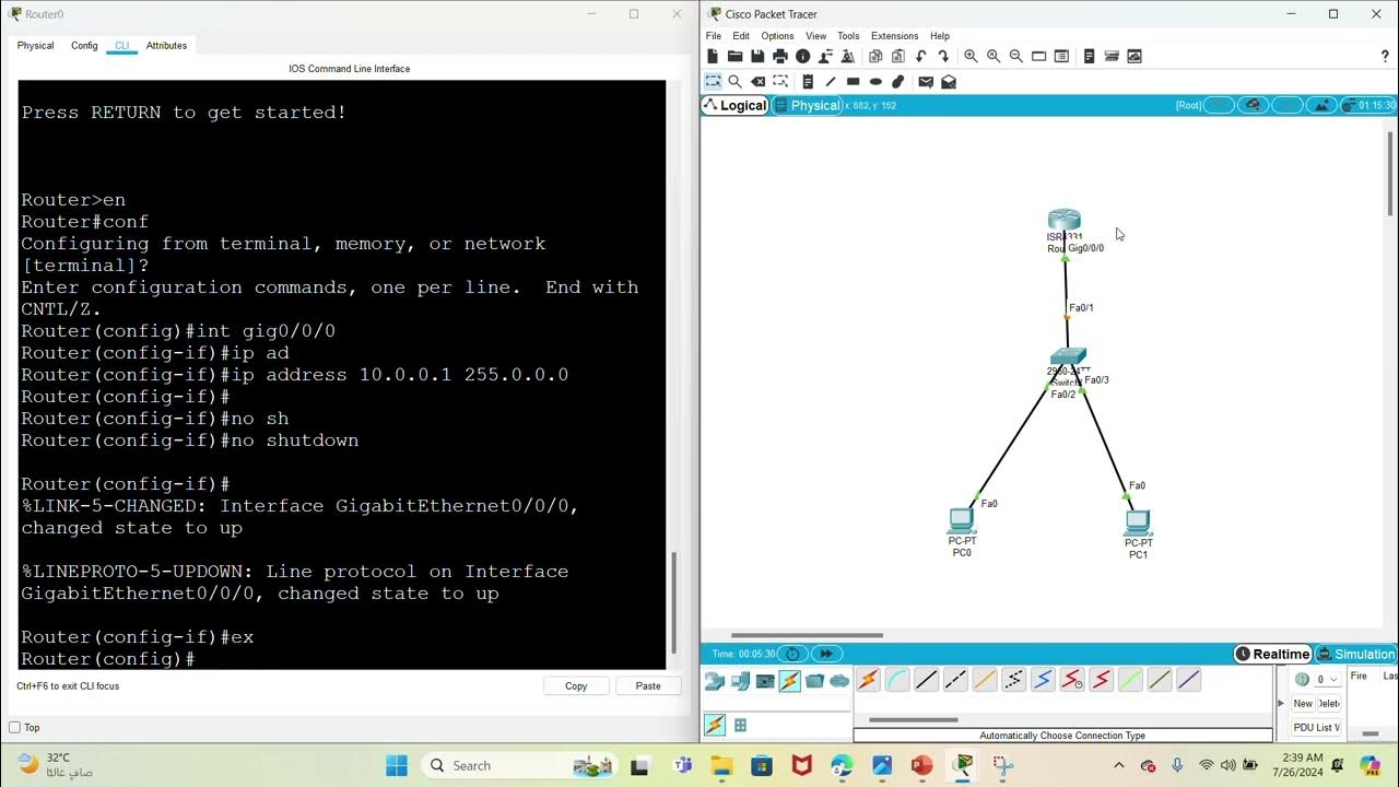 CCNA 200 - 301 Basic configuration, Cisco Packet Tracer - YouTube