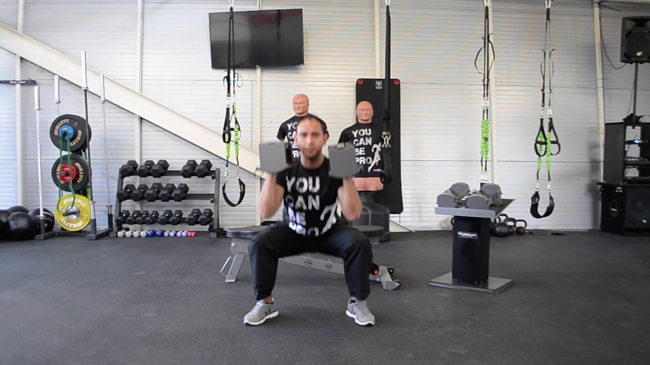 Squat frontal con mancuernas PowerBlock - YouTube
