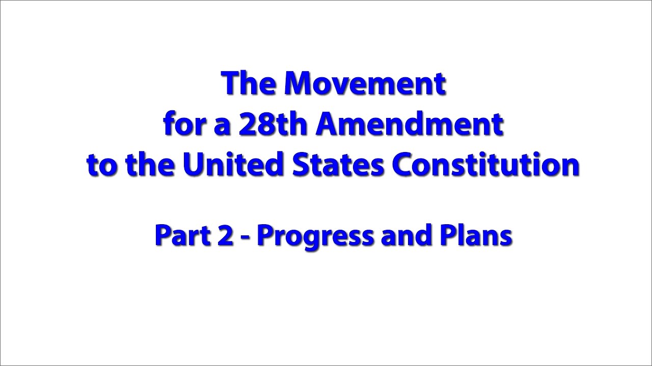 The Movement for a 28th Amendment - Part 2 - Progress & Plans - YouTube