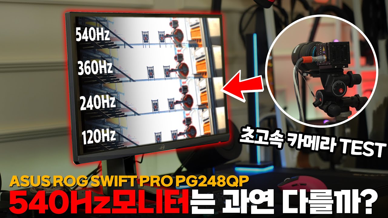초고주사율 540hz 모니터 출시! asus에서 출시한 ROG SWIFT PRO PG248QP 게이밍 모니터 초고속 카메라로 ...
