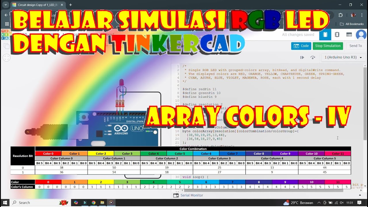Part 08 - Belajar Mengendalikan 1 LED RGB || Colors Array (IV ...