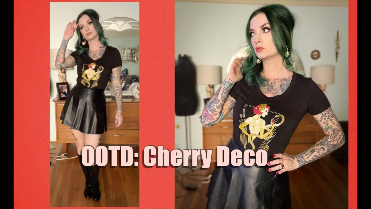 OOTD GRWM: Goth Cherry Deco and Pleather Skirt by CHERRY DOLLFACE - YouTube