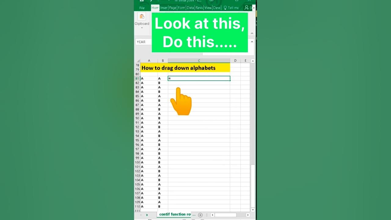 How to drag down alphabets in excel shorts excel datascience database dataanalytics720P HD - YouTube