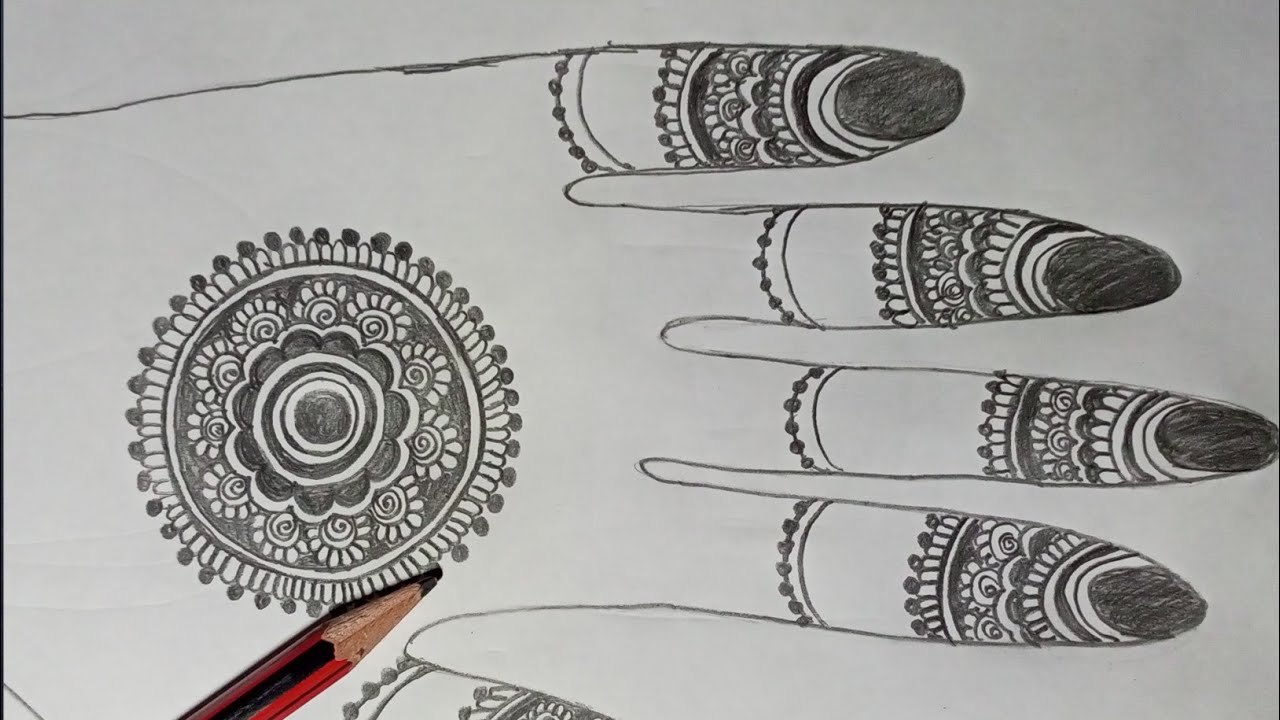 Very Simple and Unique Mehndi Design| Pencil Shading Mehndi Design ...
