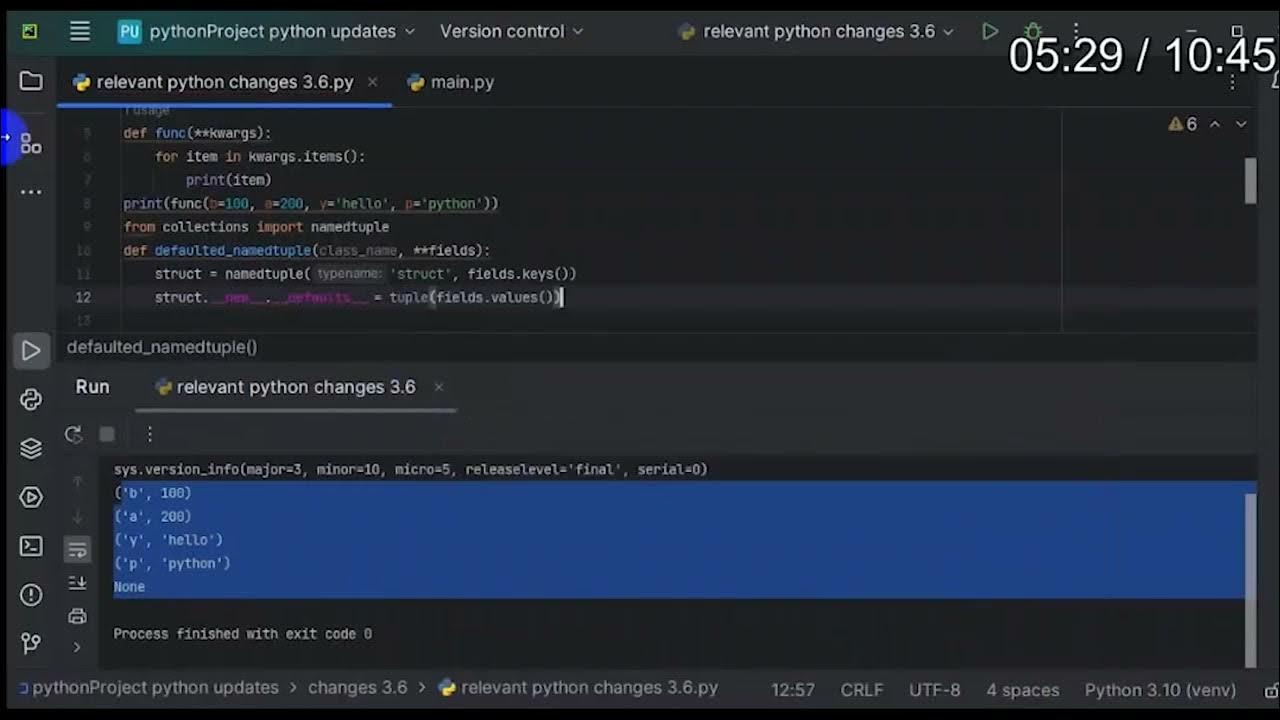 P1 EP147 Python 3 6 Preserved Order of kwargs and Named Tuple Application - YouTube