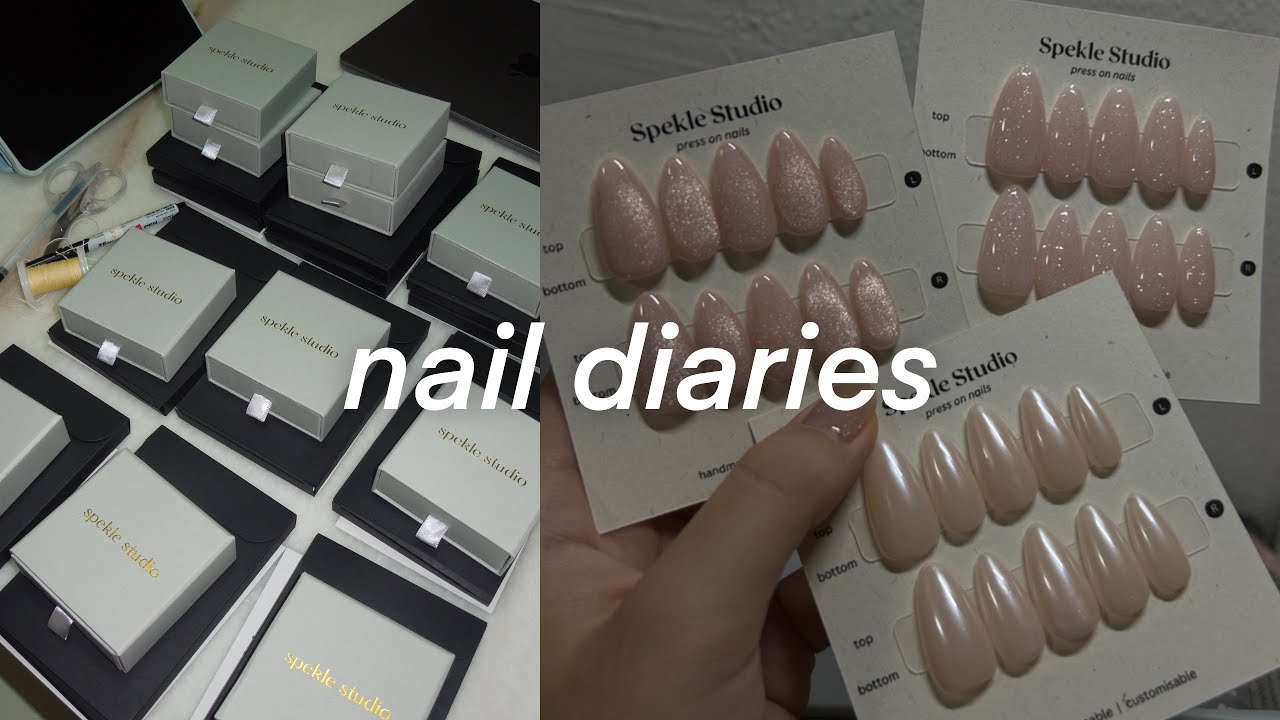 nail diaries * ˚ // pack sizing kits, painting nails, prepping mounting ...