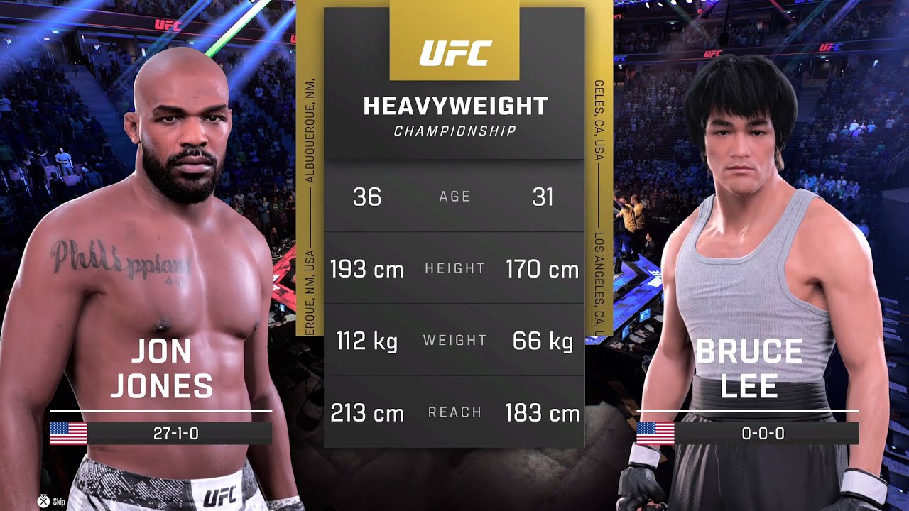 Jon Jones vs Bruce Lee Full Fight - UFC 5 Fight Night - YouTube