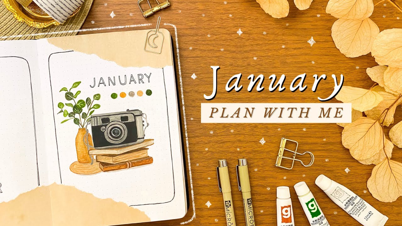 PLAN WITH ME • January Bullet Journal Setup 2022 📹 Vintage Camera Theme ...