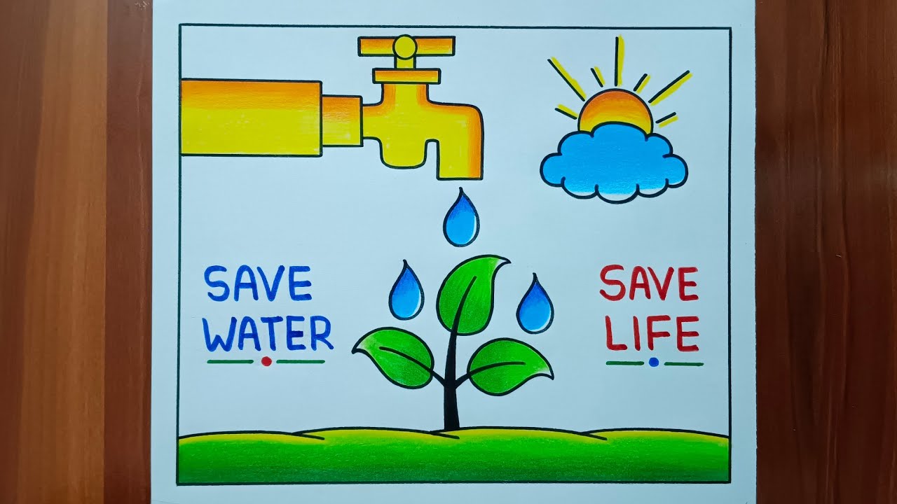 World Water Day Poster Drawing / Save Water Drawing / Save Water Save ...