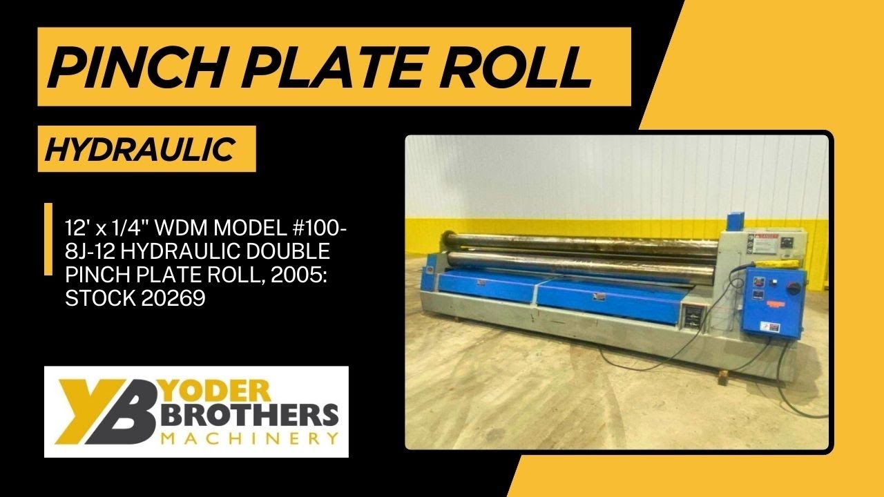 12' x 1/4" WDM MODEL #100-8J-12 HYDRAULIC DOUBLE PINCH PLATE ROLL, 2005 ...