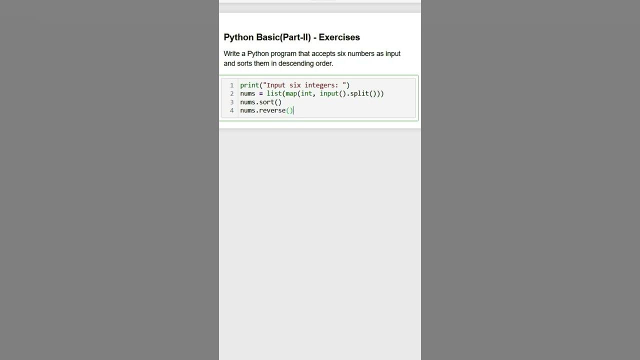 Python Basic (Part -II) - Exercises with Solution | Leaning | python programming #shorts ...