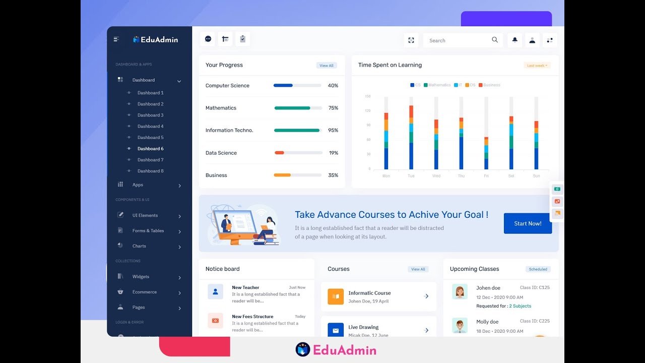 EduAdmin - Education Bootstrap 5 Dashboard With WebApp Template - YouTube
