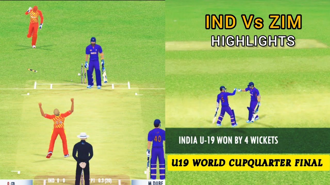 U19 World Cup Quarter Final Match | India Vs Zimbabwe | Real Cricket 22 ...