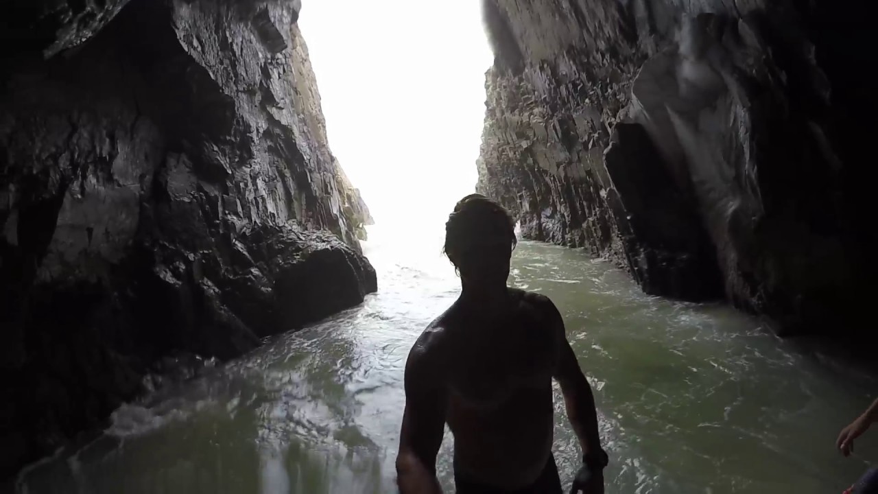 GoPro deep sea cave 85f cliff jump - YouTube