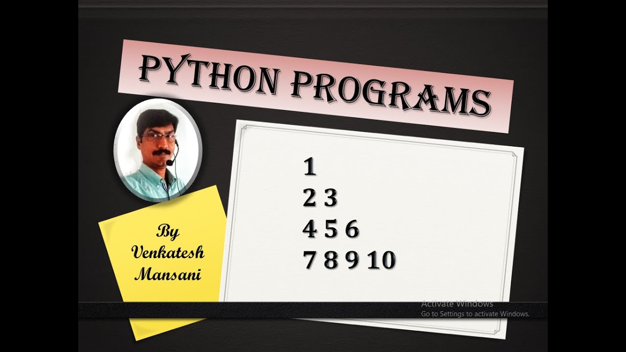 Pattern Programs In Python Example3 YouTube Pattern Programs In Python Example3 YouTube