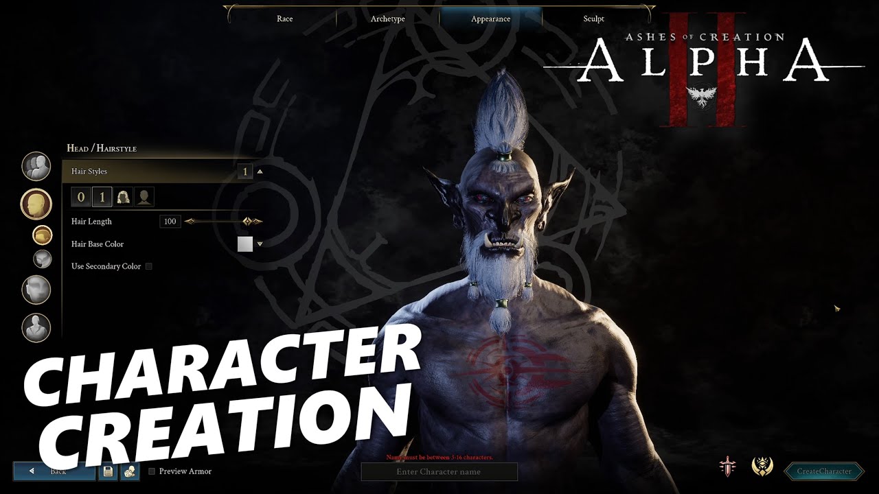Ashes Of Creation - Alpha 2 Male Character Creation (No Commentary ...