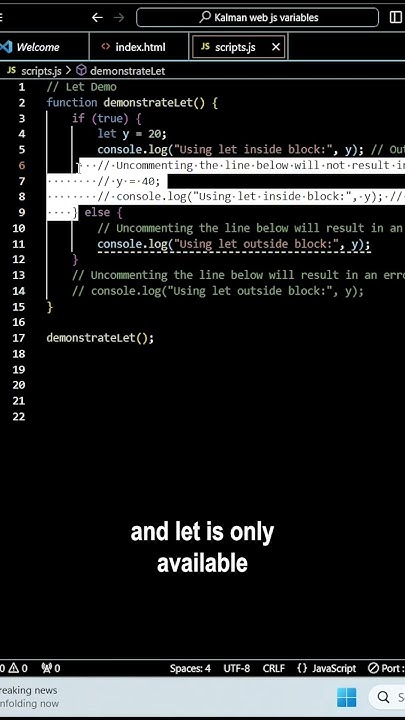 The Secret to let Variable Scope in JavaScript - JavaScript Simplified - YouTube