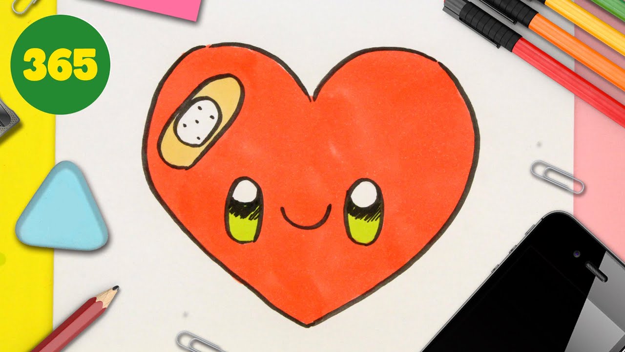 HOW TO DRAW A CUTE HEART STEP BY STEP - YouTube