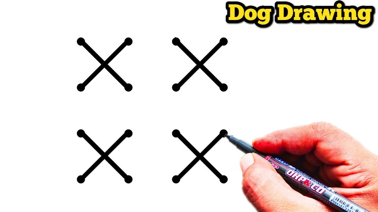 How to Draw Dog From 4×4 Dots | Easy Dog Drawing | Dots Drawing - YouTube