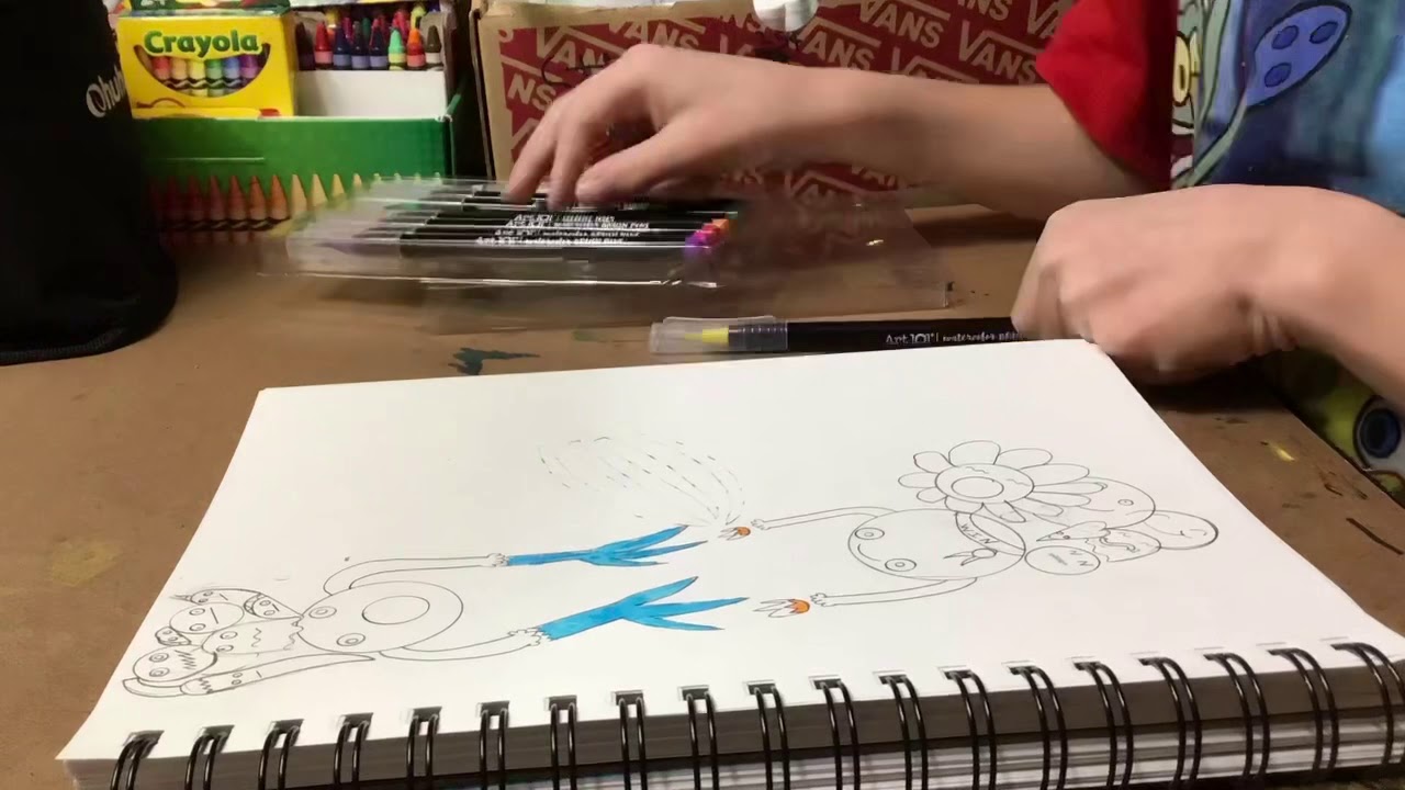 Ice vs fire water color doodle | Art with Taco - YouTube