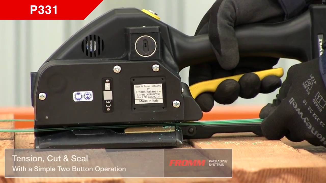 FROMM Battery-powered strapping tool for plastic straps P331 - YouTube