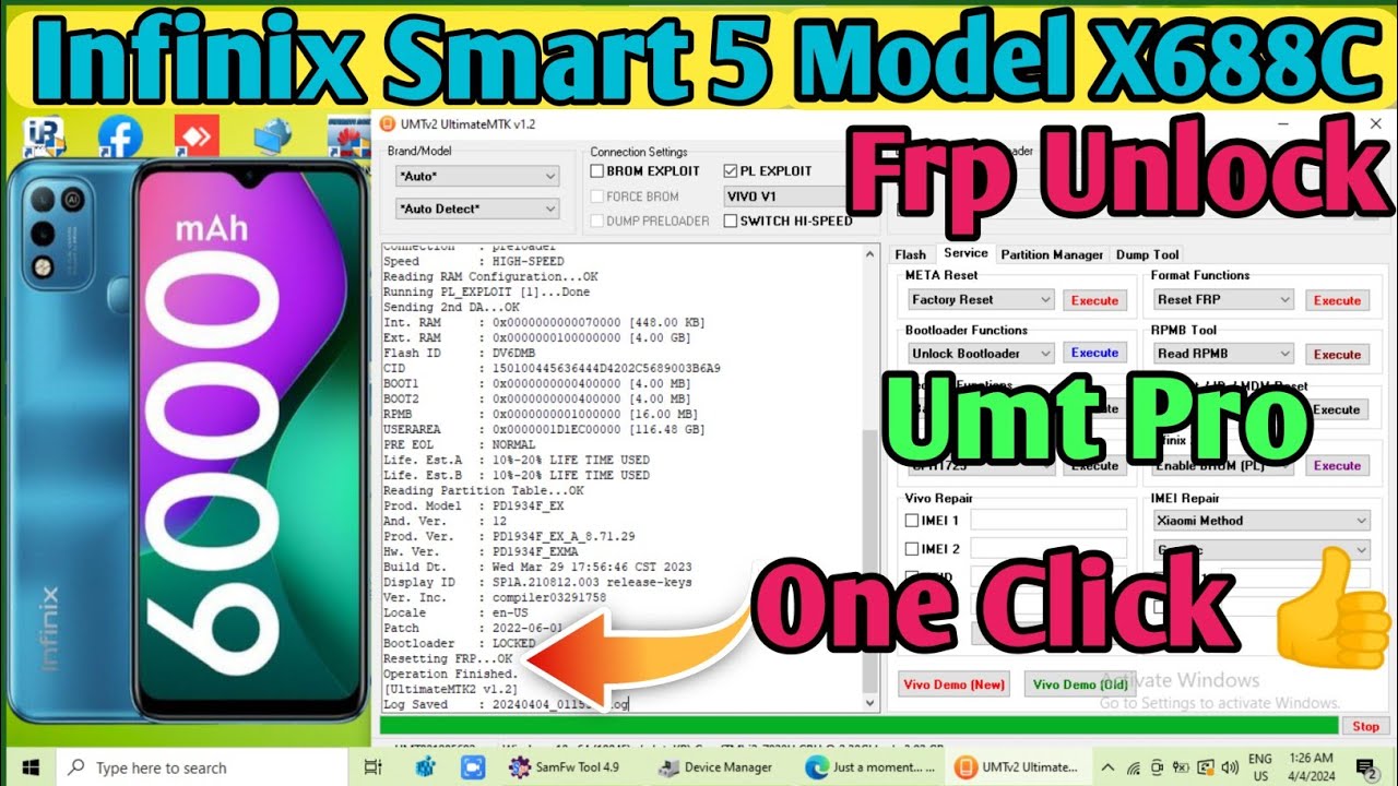 Infinix smart 5 (x688c) frp google account bypass umt - YouTube