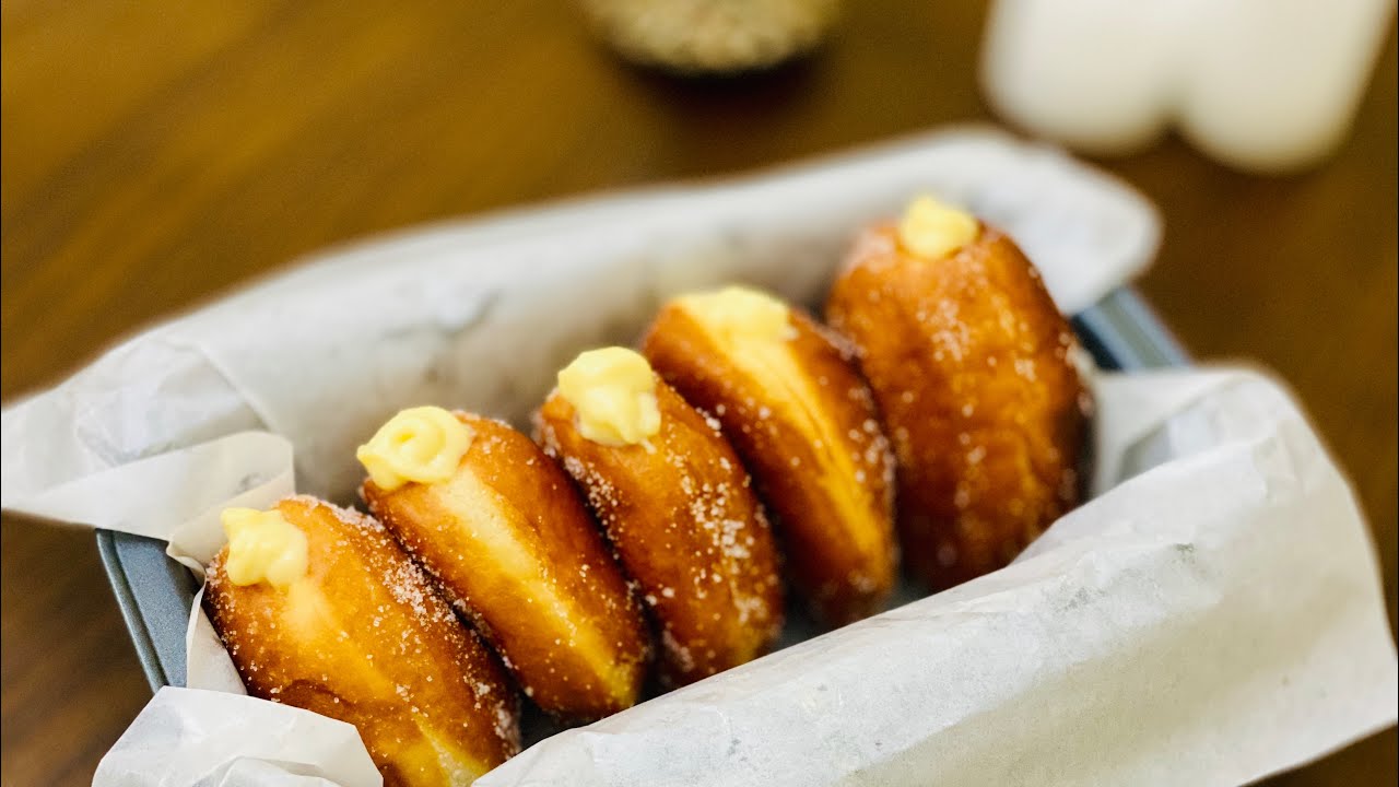 Vanilla Custard Cream Donut [No Oven] - YouTube