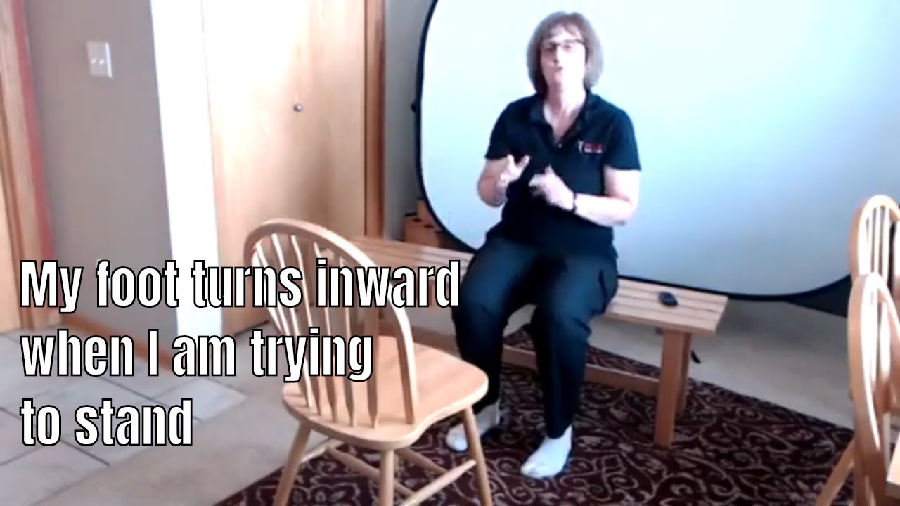 My foot turns inward when I am trying to stand - YouTube