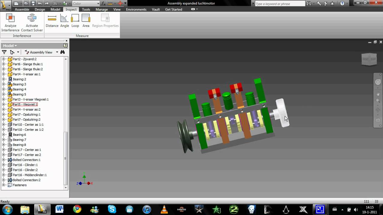 Air engine 3 cilinders - Autodesk Inventor 2011 - YouTube