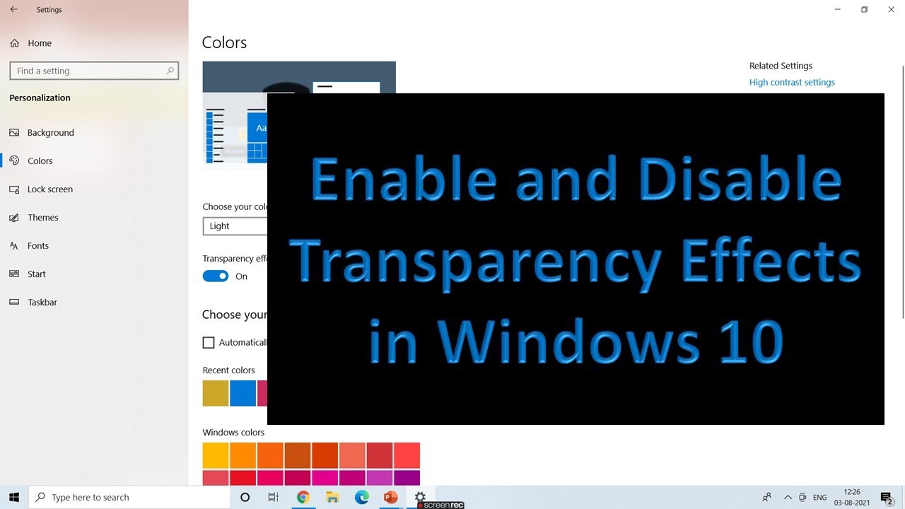 How to Turn Off Transparency in Windows 10 - YouTube