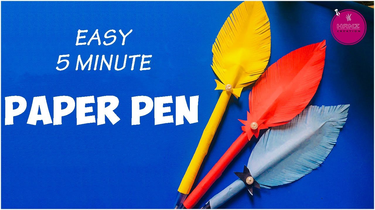 Easy 5 minute paper pen / origami pen - HANZ CREATION - YouTube