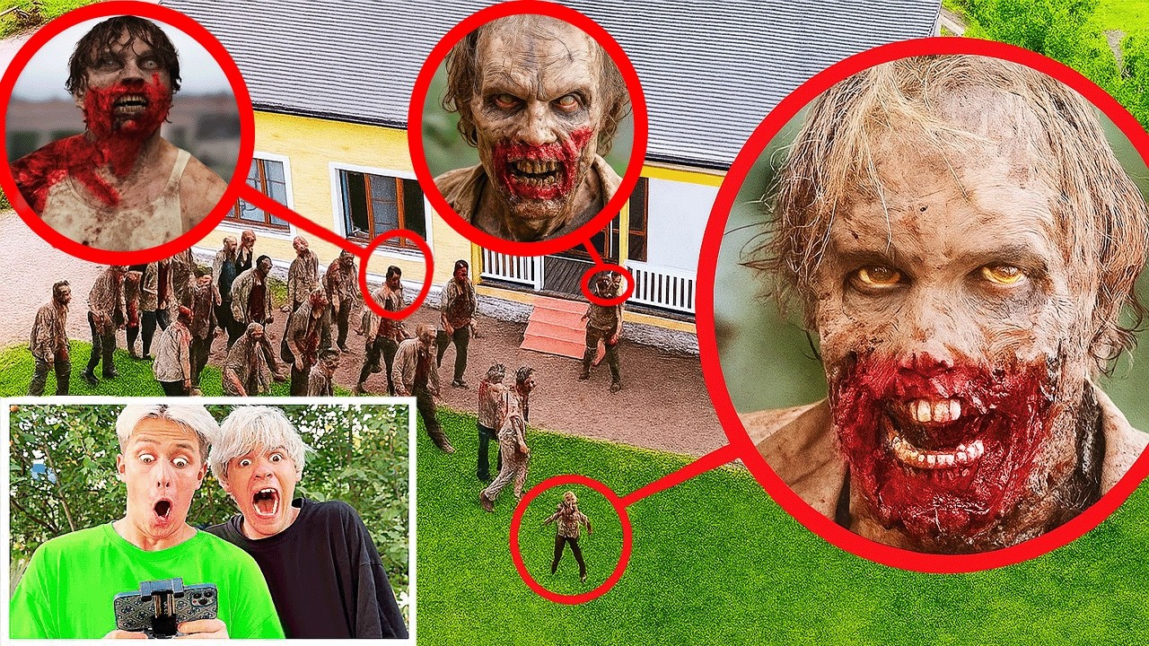 MY DRONE FILMED A ZOMBIE CROWD ATTACKING OUR HOUSE!! (ZOMBIE APOCALYPSE ...