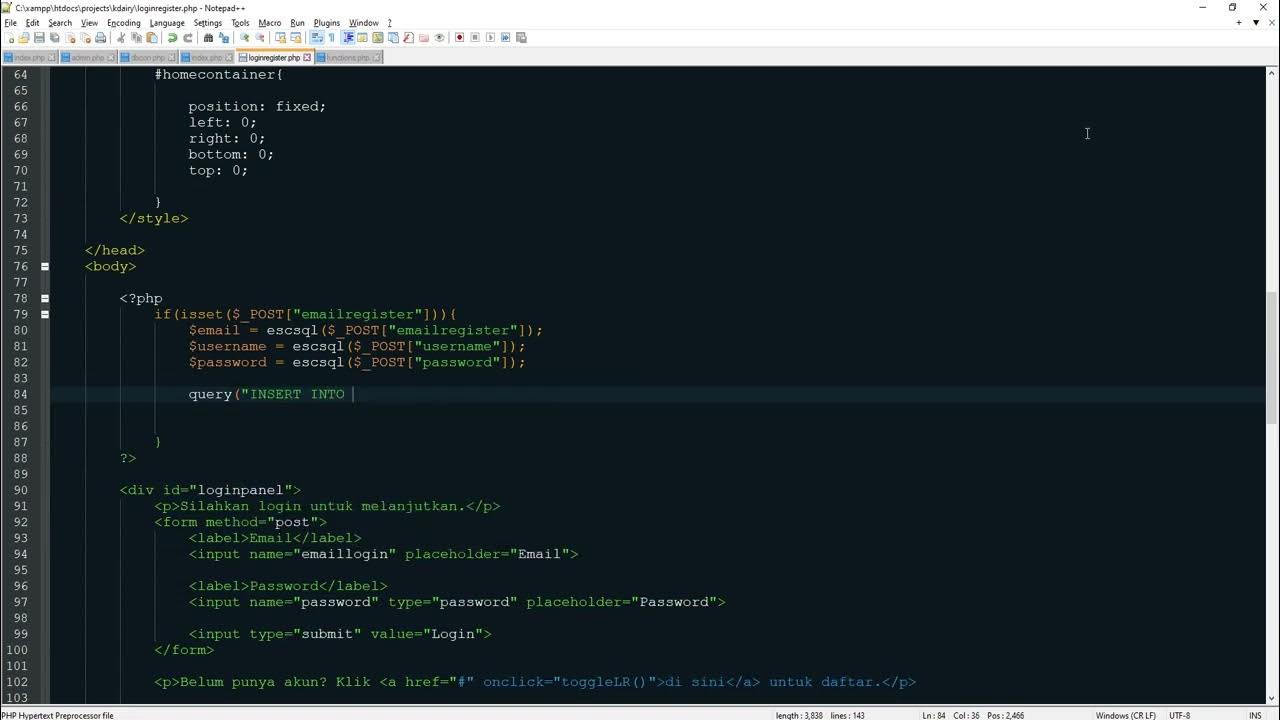 Tutorial backend halaman registrasi dan login PHP dan MySQL - YouTube