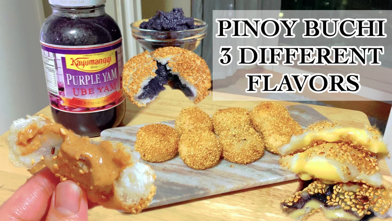 Easy steps PINOY BUCHI | 3 Different fillings |Sesame balls with cheesy ...