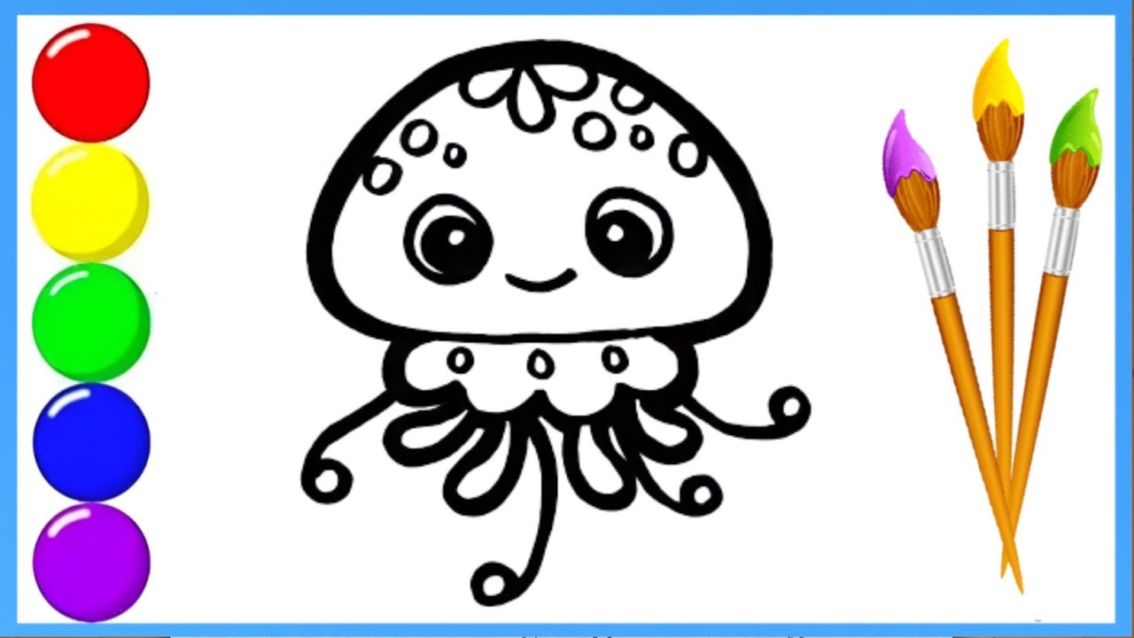 How to draw Jellyfish || painting and coloring for kids, toddlers ...